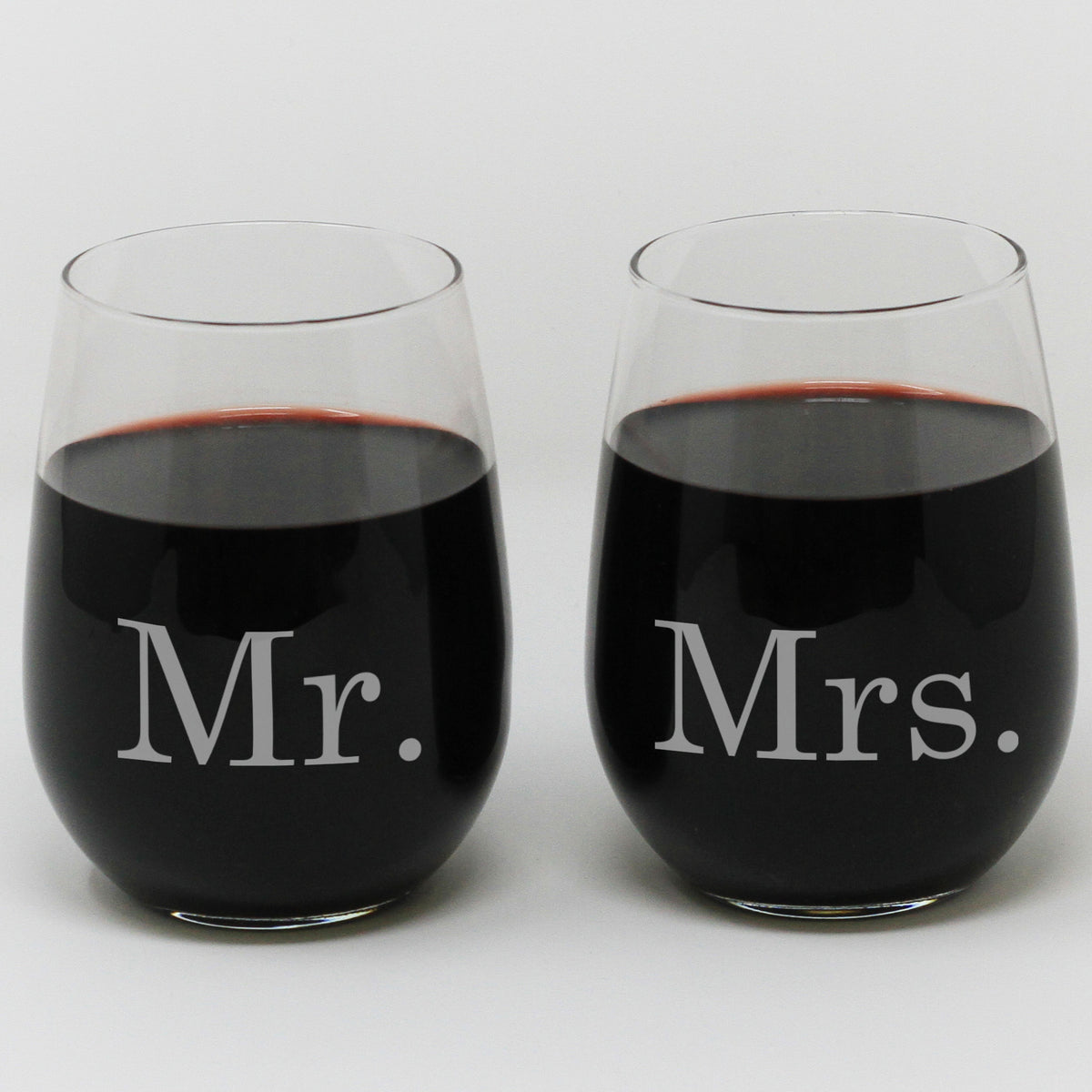 Stemless Wine Glass Set Wedding Wine Glasses Mr And Mrs Stamp Out