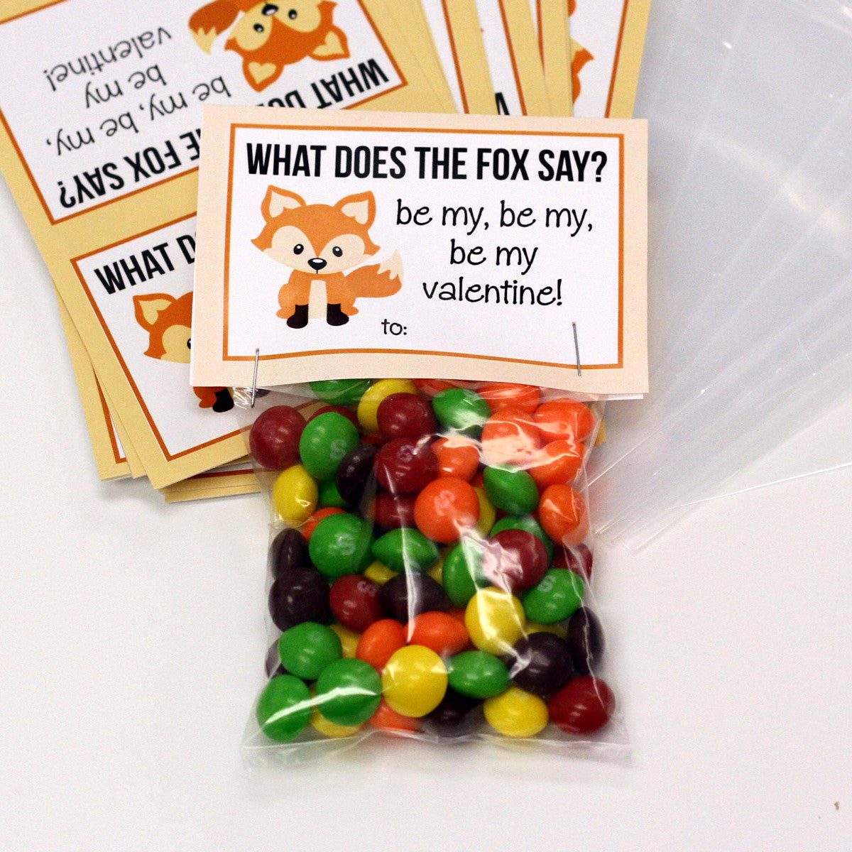 Valentine Cards with Goodie Bags (Set of 20) - "What does the Fox say ...