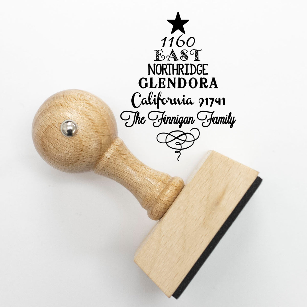 Christmas Tree Return Address Stamp "The Finnigan Family" – Stamp Out