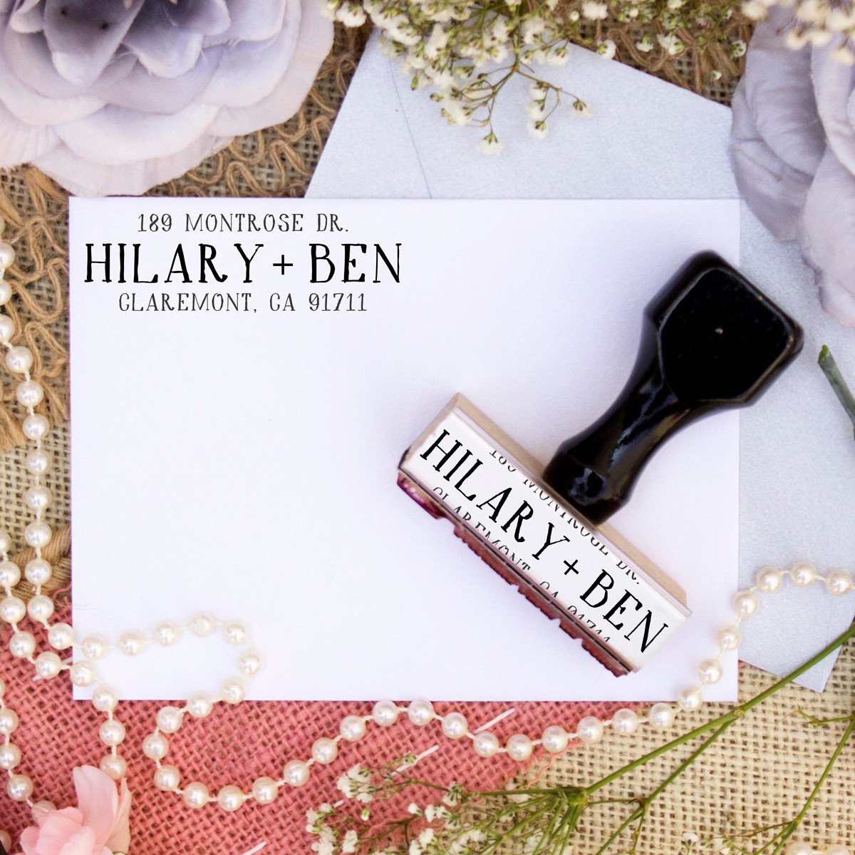 Return Address Stamp "Hilary & Ben" – Stamp Out