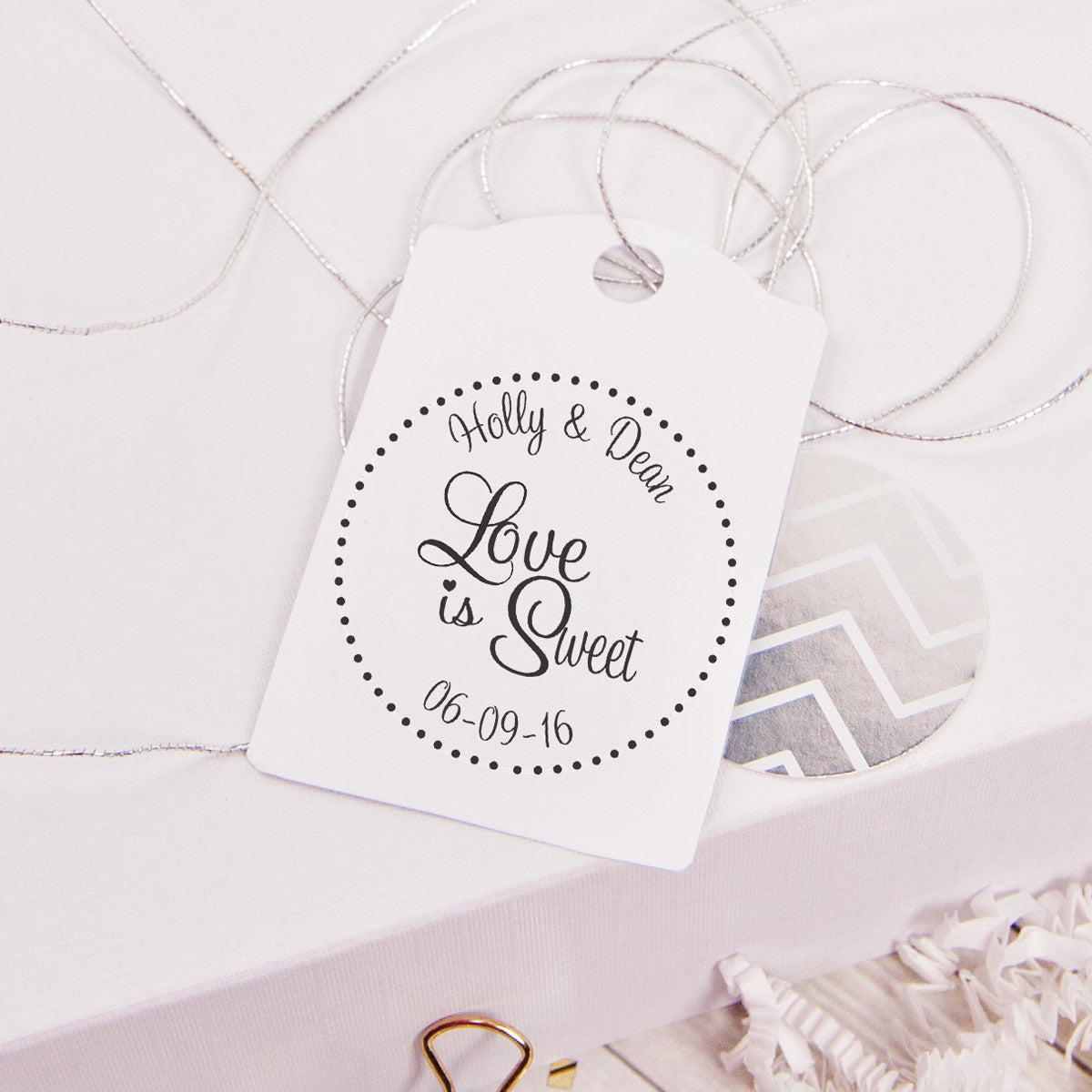 Initial & Name Strikethrough Wedding Favor Stamp – Stamp Out