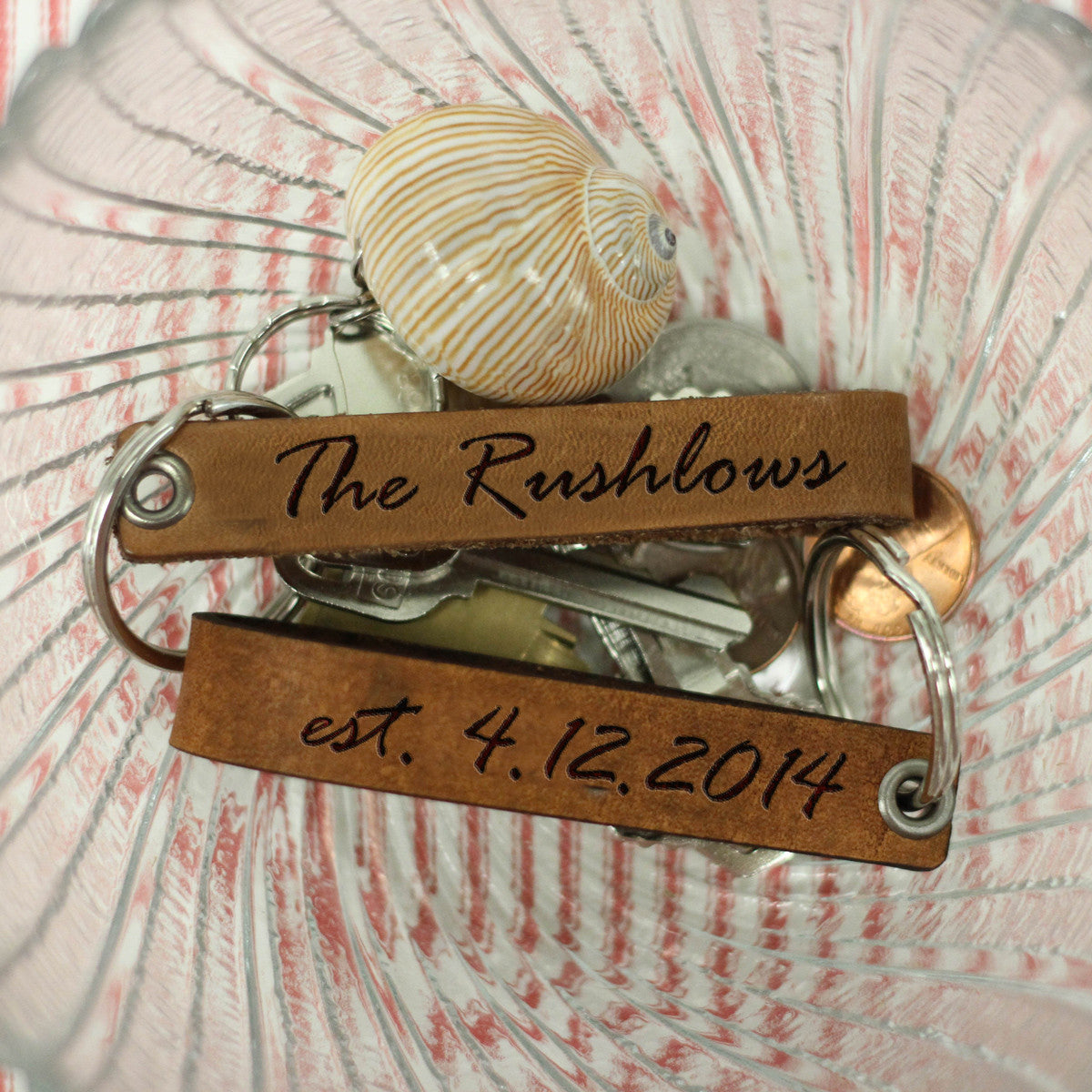 Personalized Engraved Genuine Leather Loop Key Chain - "The Rushlows ...