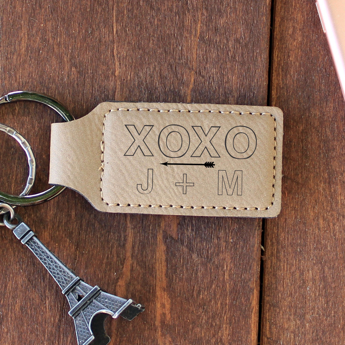 Personalized Engraved Key Chain: XoXo J+M – Stamp Out